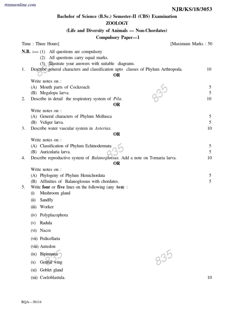 BSC 2 Sem Zoology (Life and Diversity of Animals Nonchordates) Summer ...