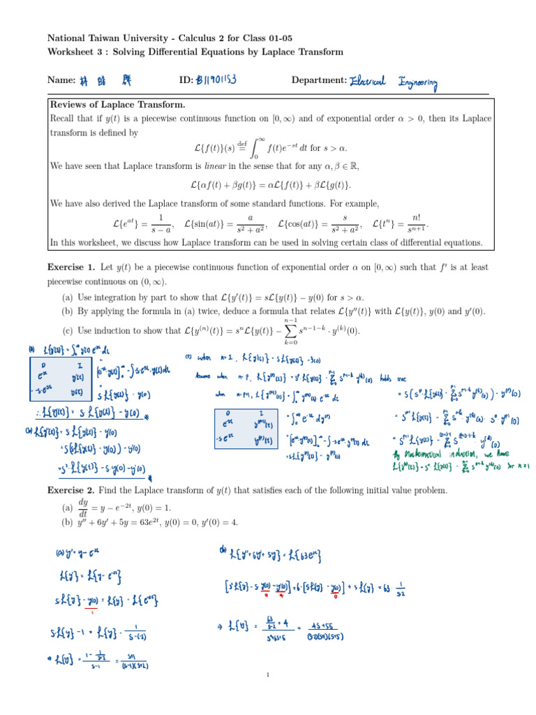 111 Worksheets For Calculus 1 4-3 | PDF | Laplace Transform | Applied Mathematics
