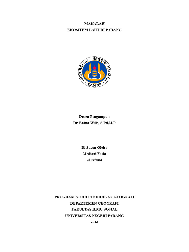 Ekosistem Laut Kota Padang: Pentingnya dan Tantangannya | PDF ...