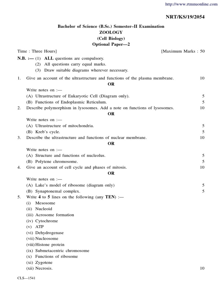 BSC 2 Sem Zoology Cell Biology 2054 Summer 2019 | PDF | Cell (Biology ...