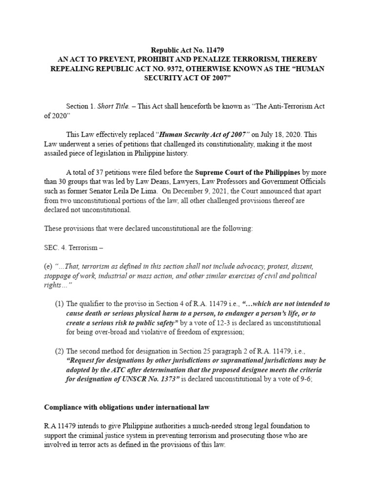 Republic Act No 11479 | PDF | Crime & Violence | Crimes