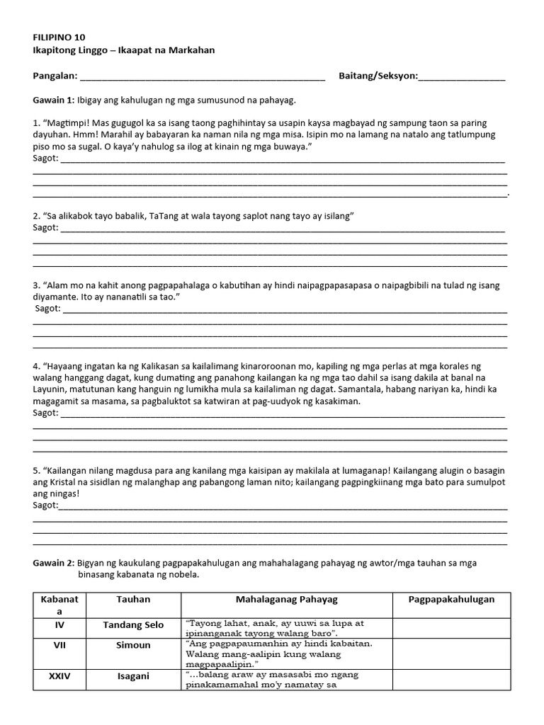 FILIPINO 10 - Q4 - Week 7 | PDF