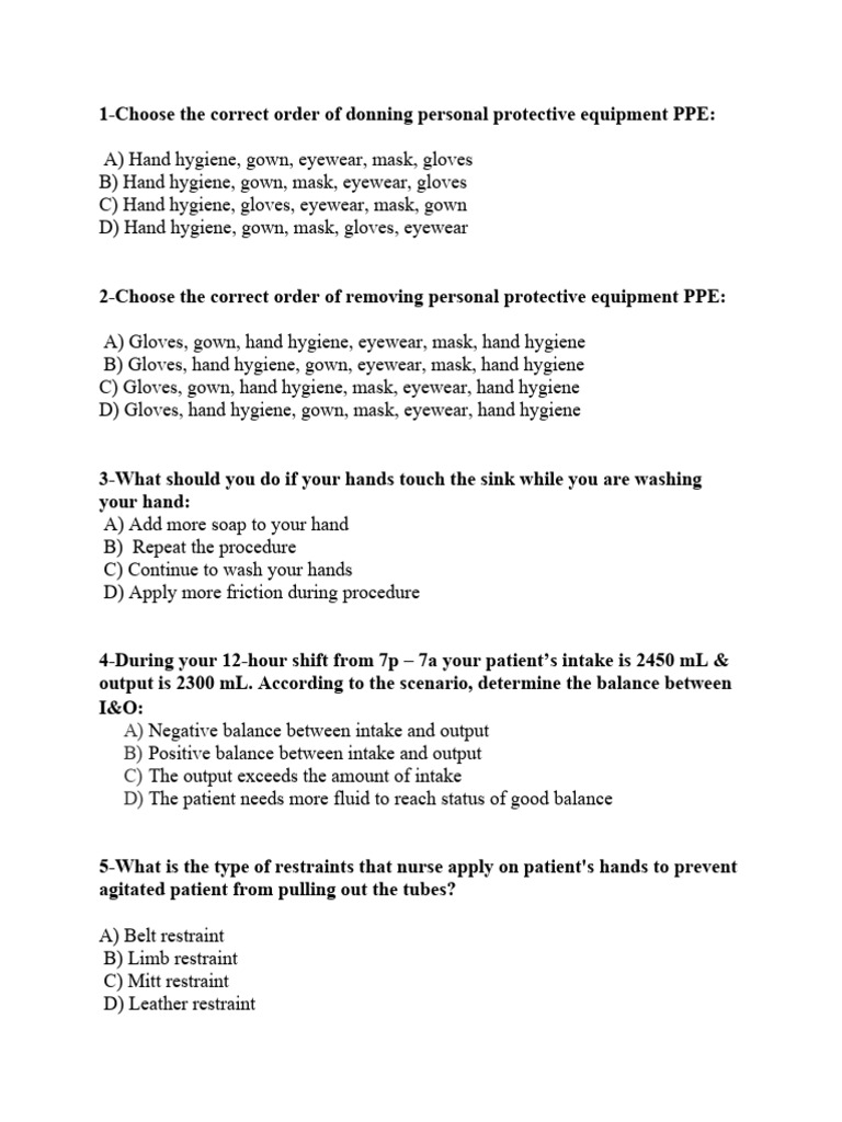 Pre-Post Osce Questions | PDF | Personal Protective Equipment ...
