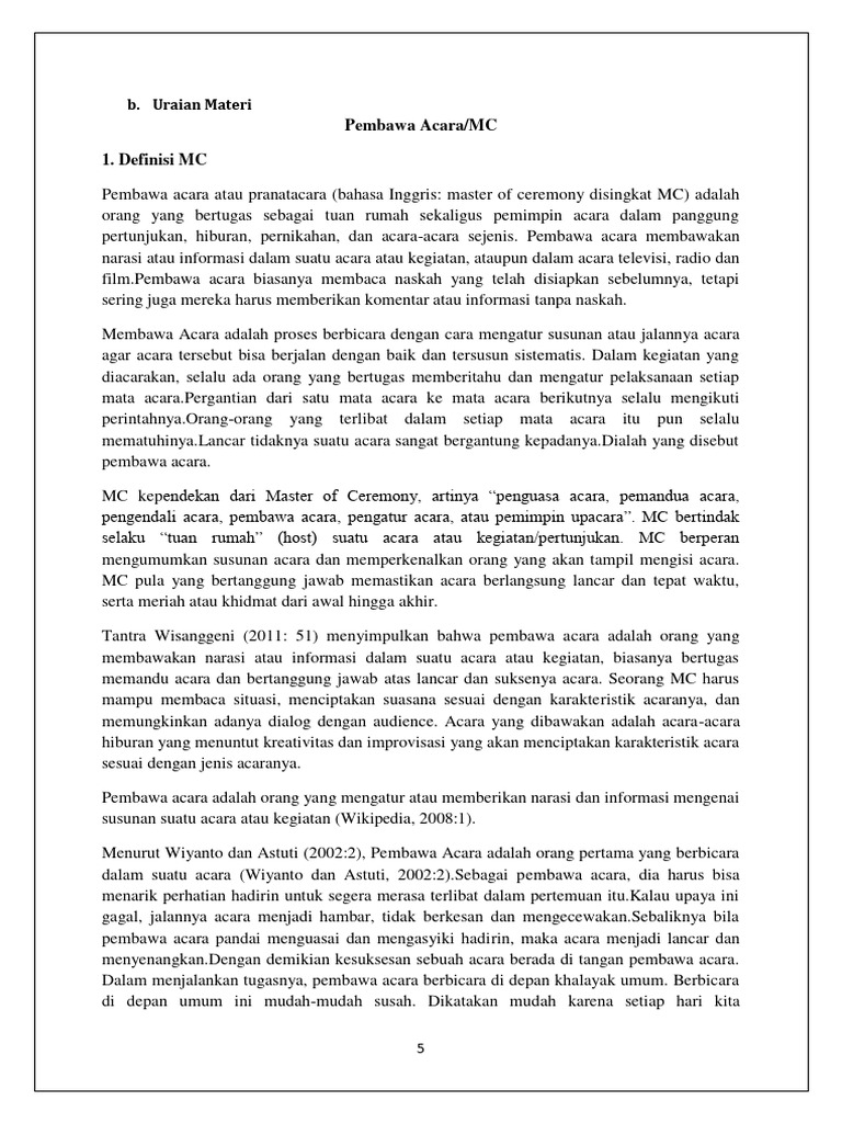 P2 Menerapkan Pelaksanaan Kegiatan Pembawa Acara MC | PDF