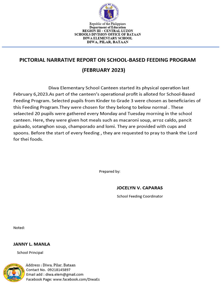 Narrative Report On Feeding 2023 | PDF Narrative Report On Feeding 2023 | PDF