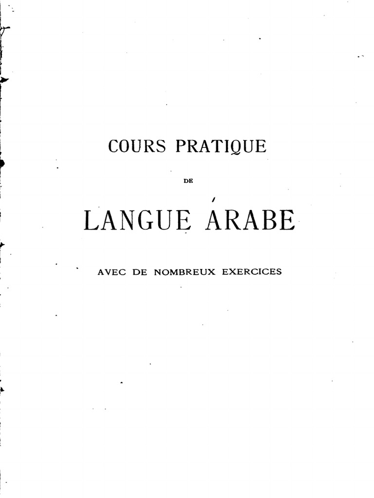 Jean-Baptiste Belot - Cours Pratique Langue Arabe | PDF