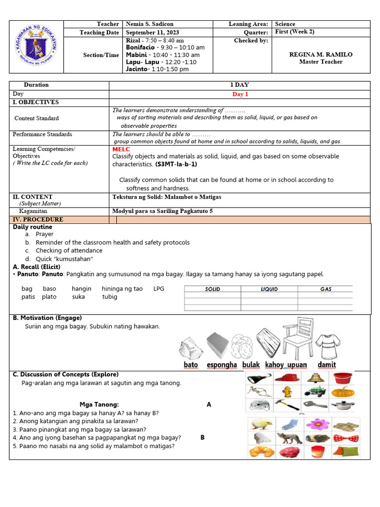 Science3 Q1 W2 DLP | PDF