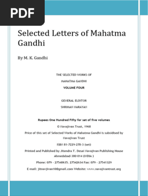 Senhor Irwin E Mahatma Gandhi Selected Letters Of Mahatma Gandhi | PDF