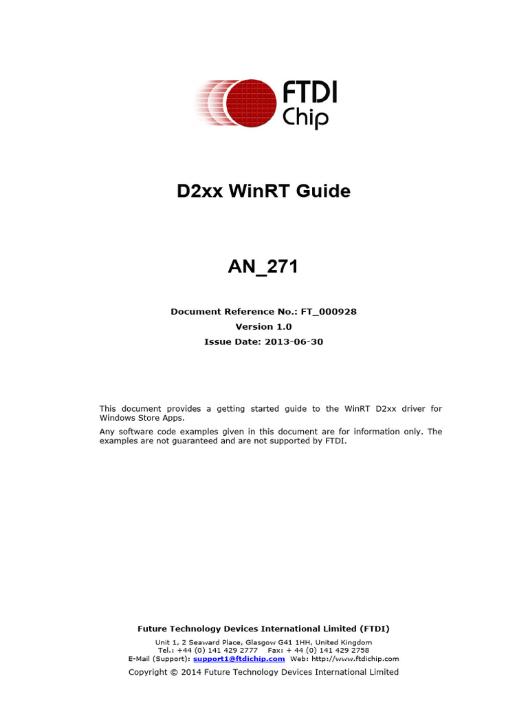 AN - 271 D2xx WinRT Guide | PDF | Device Driver | Software Engineering