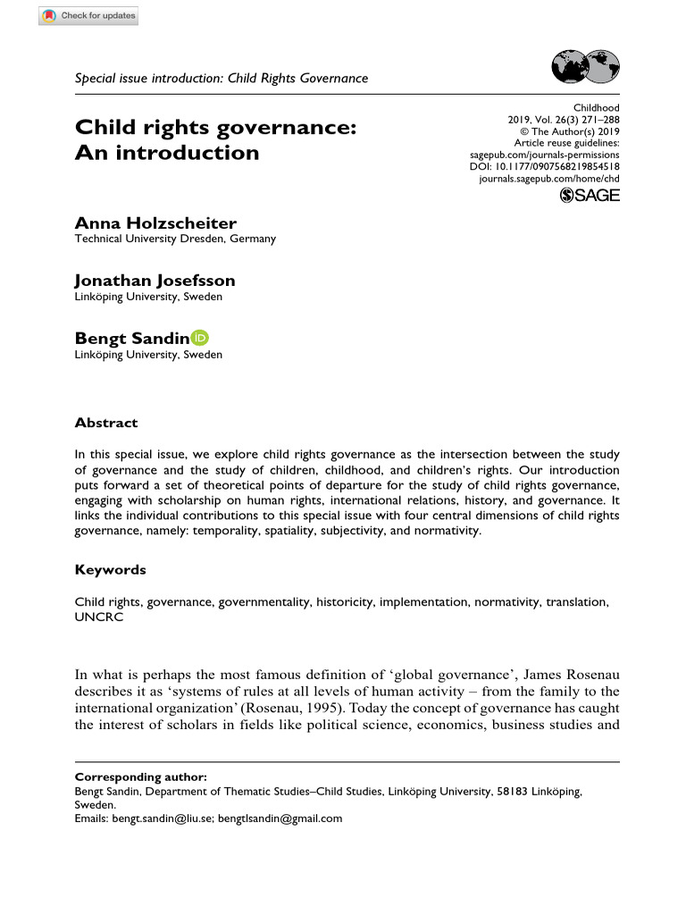 Child Rights Governance | PDF | Governance | Children's Rights