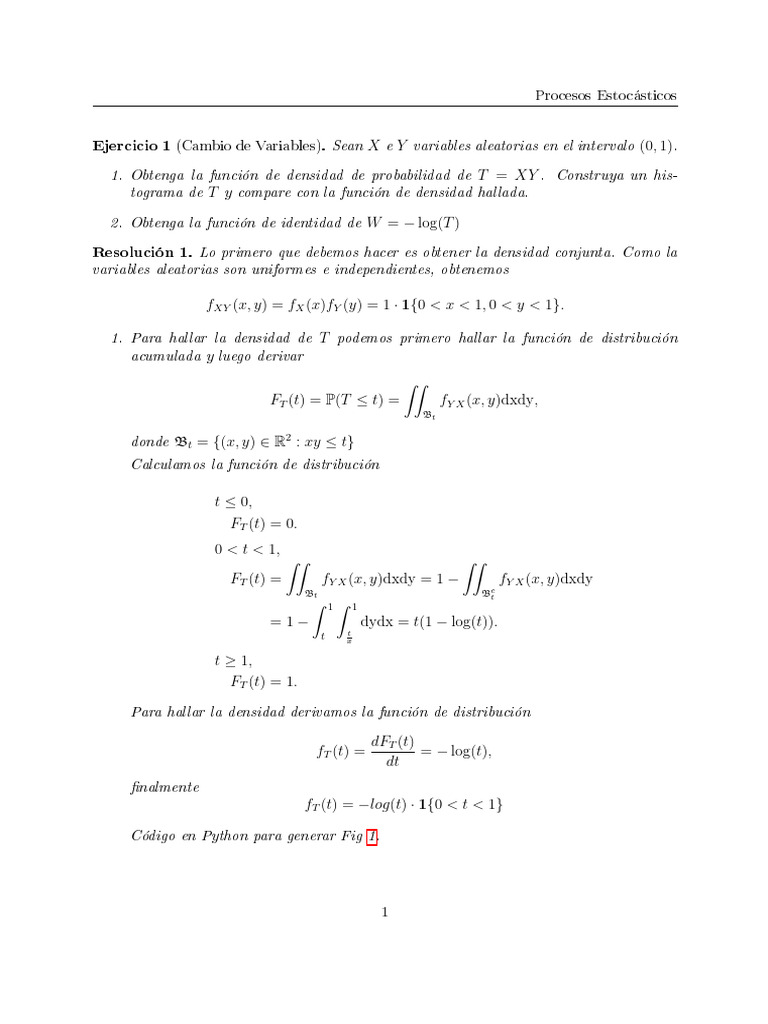 Ejercicios Guia1 | PDF | Función de densidad de probabilidad | Variable aleatoria
