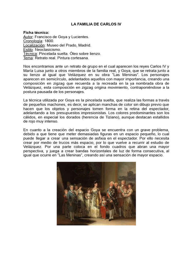 La Familia de Carlos IV | PDF | Francisco Goya | Pinturas
