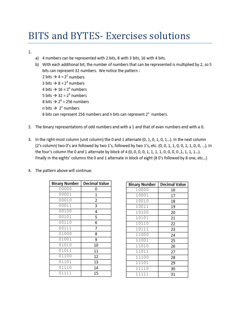 Bits And Bytes Binary Hex Float Ex Solutions Pdf Bit Computer Science 3180