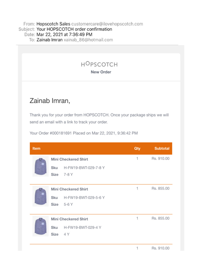 Your HOPSCOTCH Order Confirmation | PDF