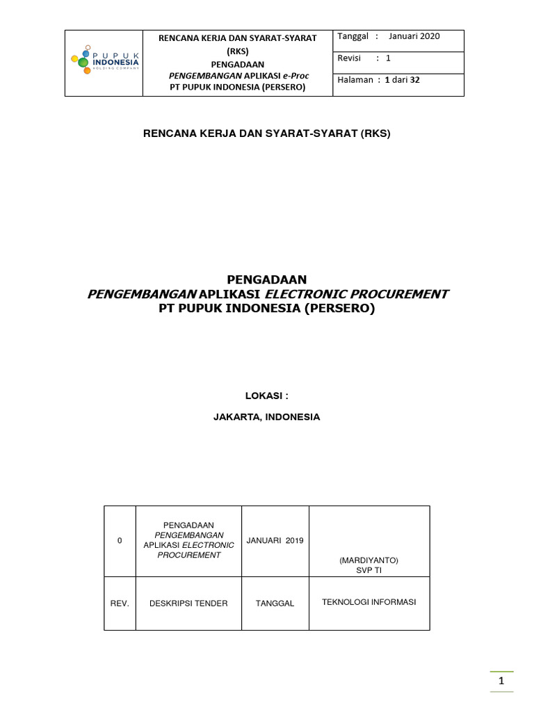 RKS Pengadaan Jasa Pengembangan Aplikasi Sistem E-Procurement (Eproc) - Rev 1 | PDF | Teknologi ...