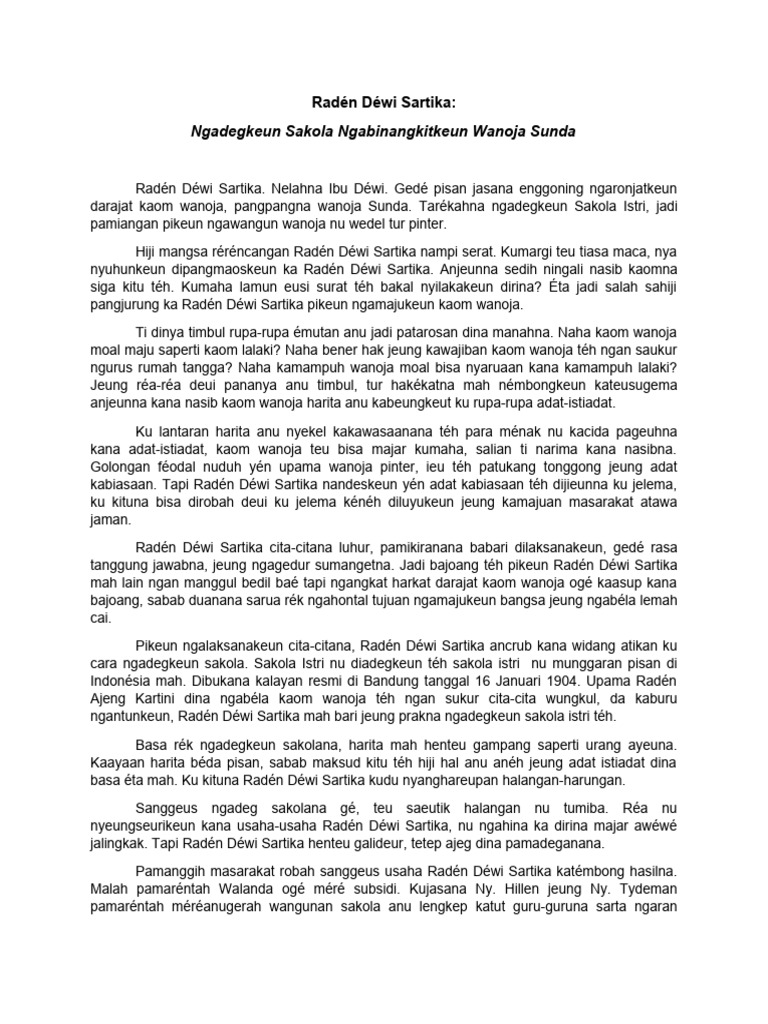 Teks Biografi Radén Déwi Sartika | PDF