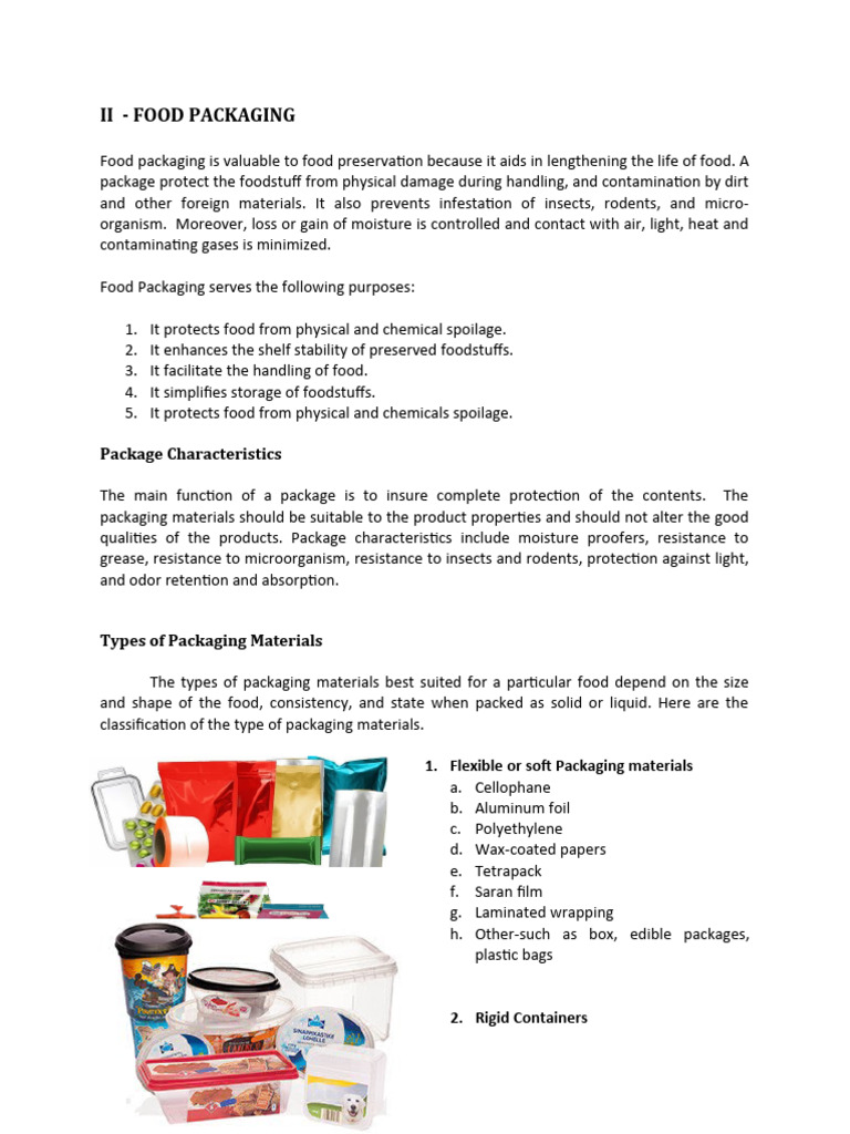 Ii Food Packaging | PDF | Packaging And Labeling | Materials