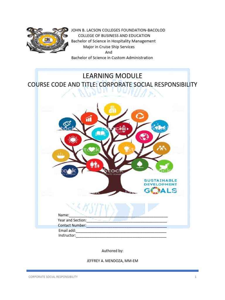 Module CSR 1 | PDF | Morality | Corporate Social Responsibility