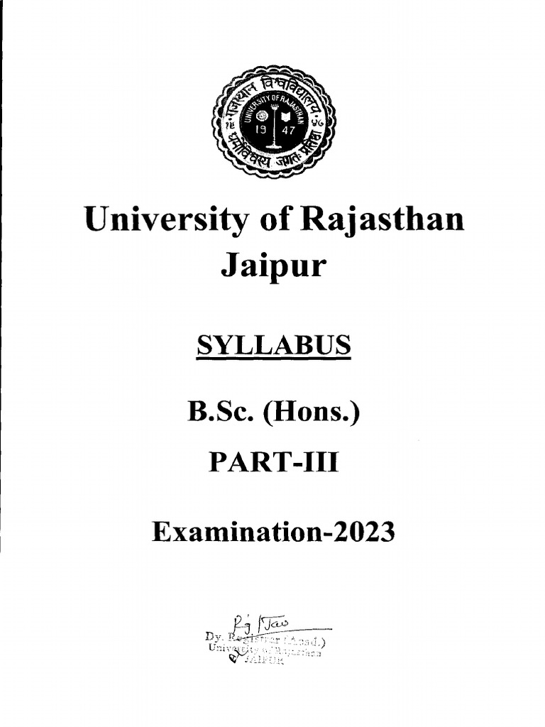 B.sc. (Hons.) Part III 2022-23 | PDF