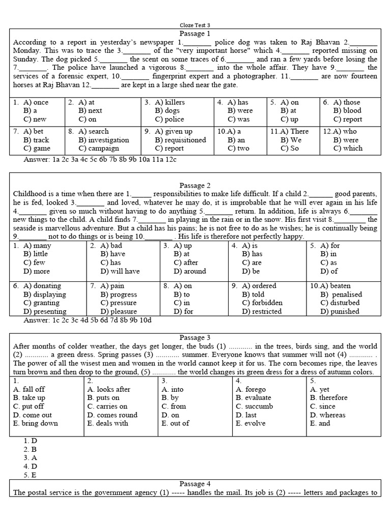 Cloze Test 3 Answer | PDF | Petroleum | Oil