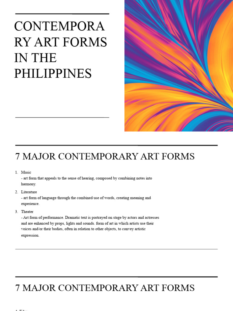 7 Major Contemporary Art Forms in the Philippines | PDF | The Arts ...