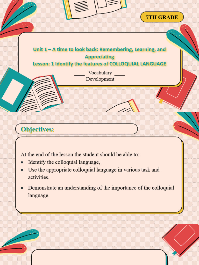 Grade 7 Week 3 Colloquial Language | PDF