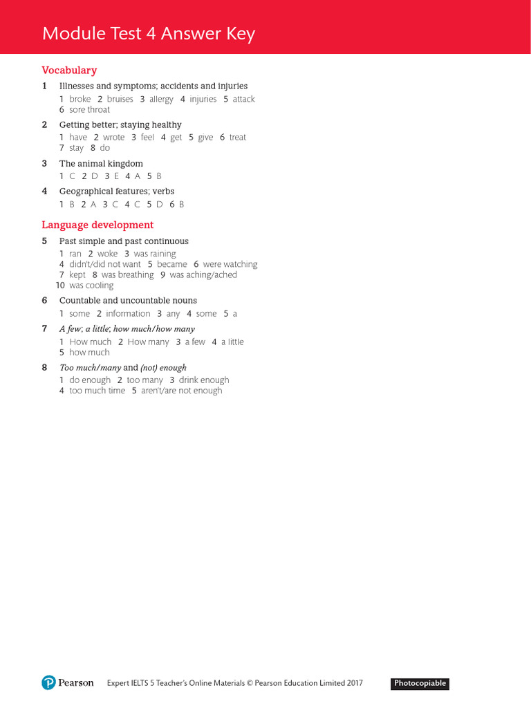 CB 5 Module Test 4 Answer Key | PDF | Wellness
