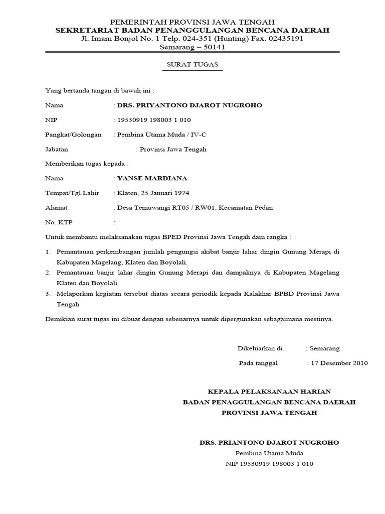 SURAT TUGAS Fika Yuniar Kelas 12 OTKP | PDF