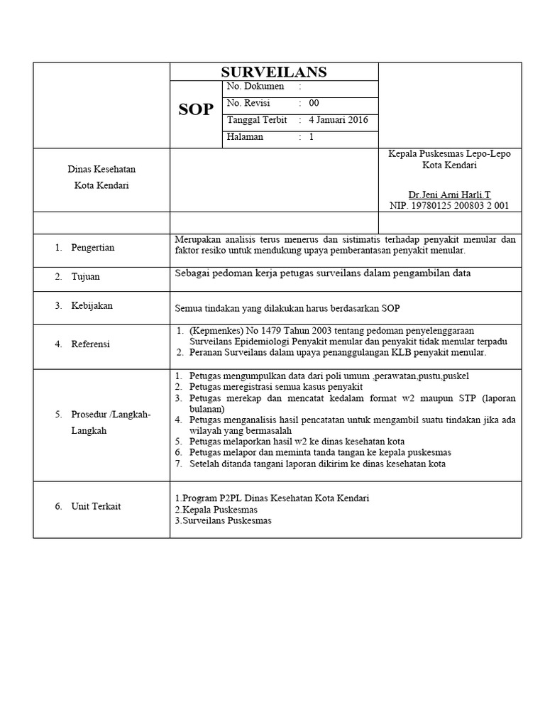 SOP Surveilans Penyakit Menular | PDF