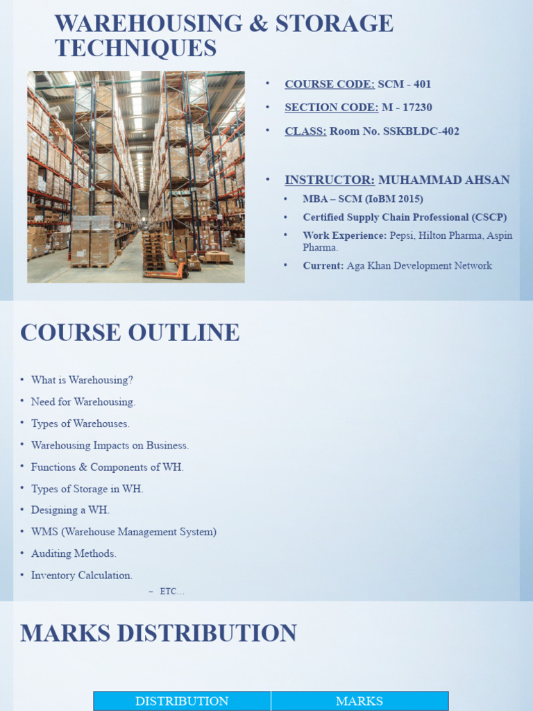 WAREHOUSING & STORAGE TECHNIQUES - Lecture 1 | PDF | Warehouse | Supply Chain Management