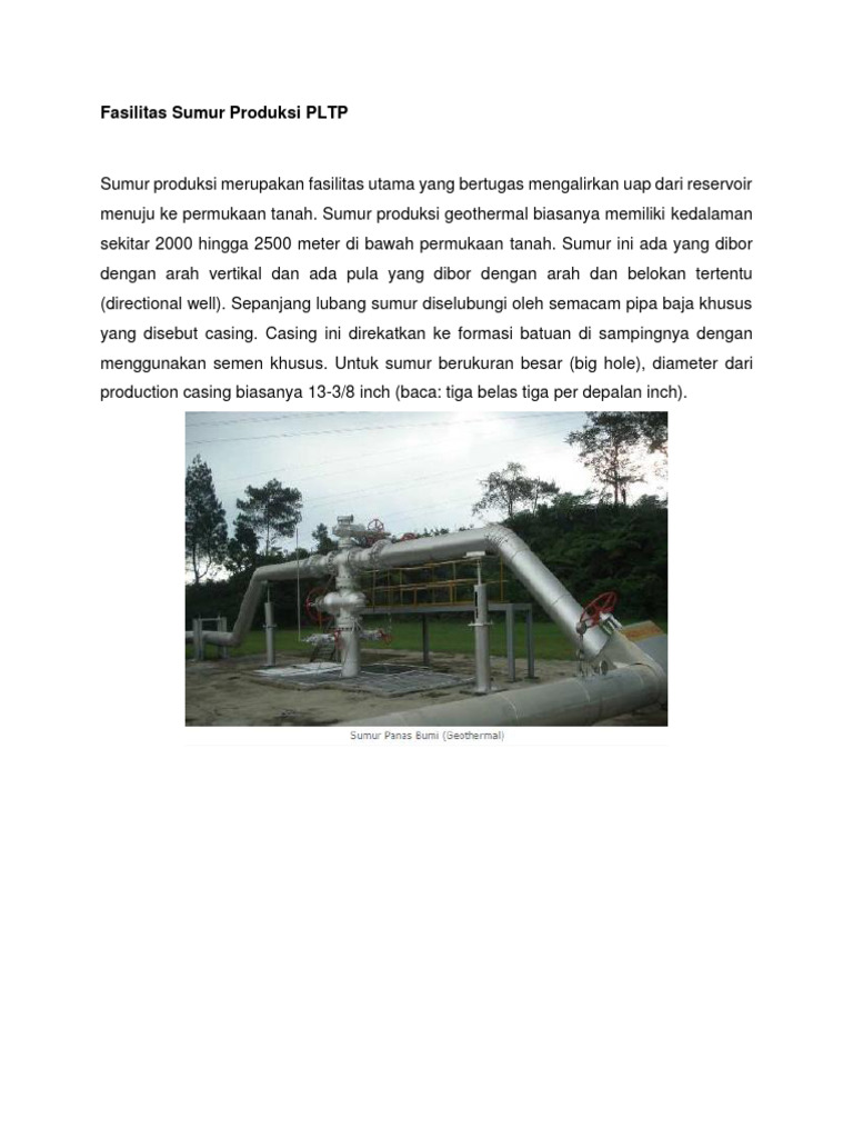 Fasilitas Sumur Produksi Geothermal | PDF | Griya & Taman