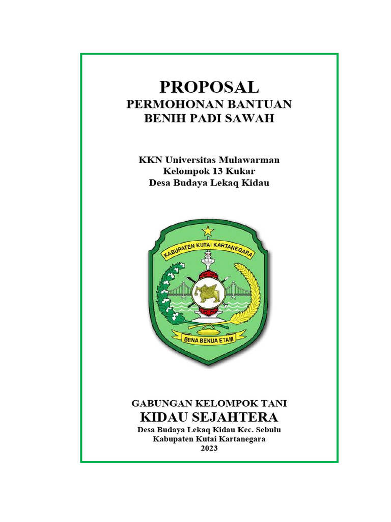 Proposal Benih Padi Kelompok Tani | PDF