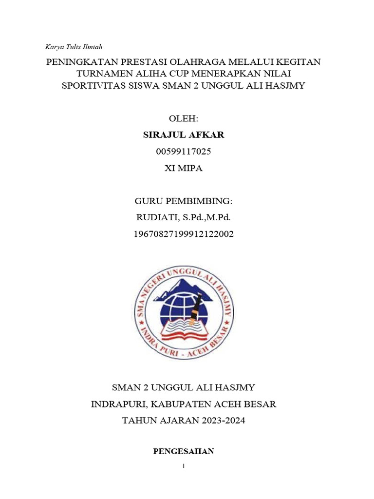 Sirajul Afkar: Karya Tulis Ilmiah | PDF | Olahraga & Rekreasi | Ilmu Sosial