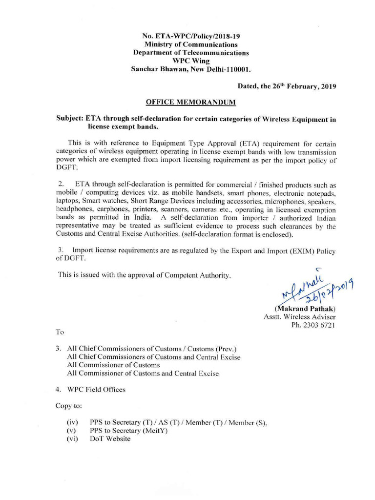 ETA Through Self Declaration | PDF