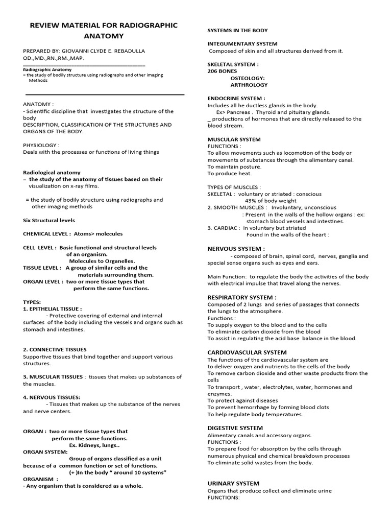 Rad Ana Handouts Feb 4 2022 | PDF | Skull | Human Body