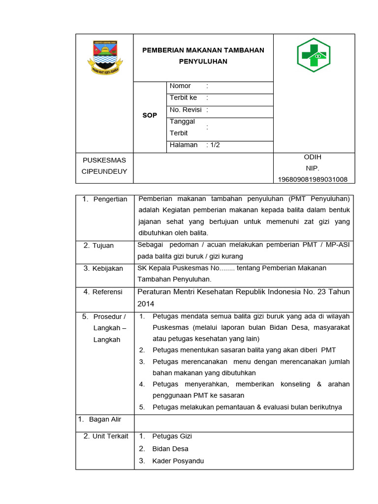 Sop PMT Penyuluhan | PDF