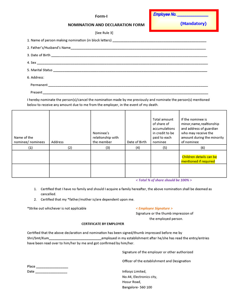 Payment of Wages Nomination Form | PDF
