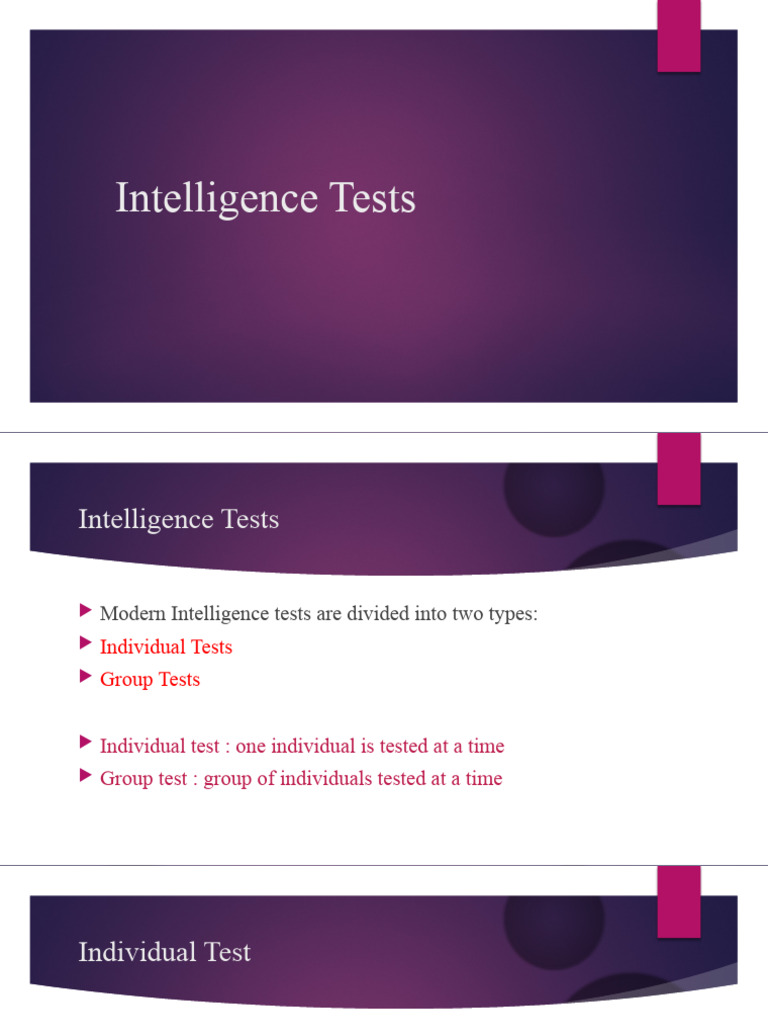 Intelligence Tests | PDF | Wechsler Adult Intelligence Scale ...