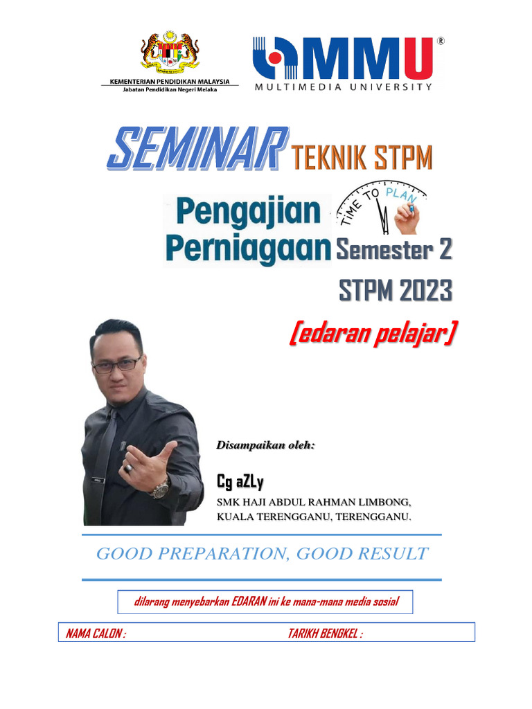 Pengajian Perniagaan SEMINAR PP MMU EDARAN PELAJAR | PDF