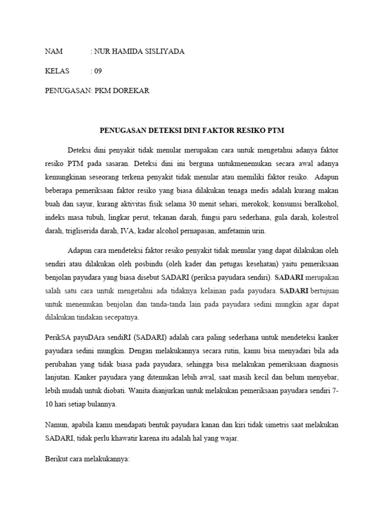 Tugas Deteksi Dini PTM | PDF | Kesehatan Holistik