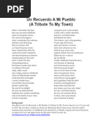 Recuerdo A Mi Pueblo: (In Memory of My Town) | PDF | Feeling