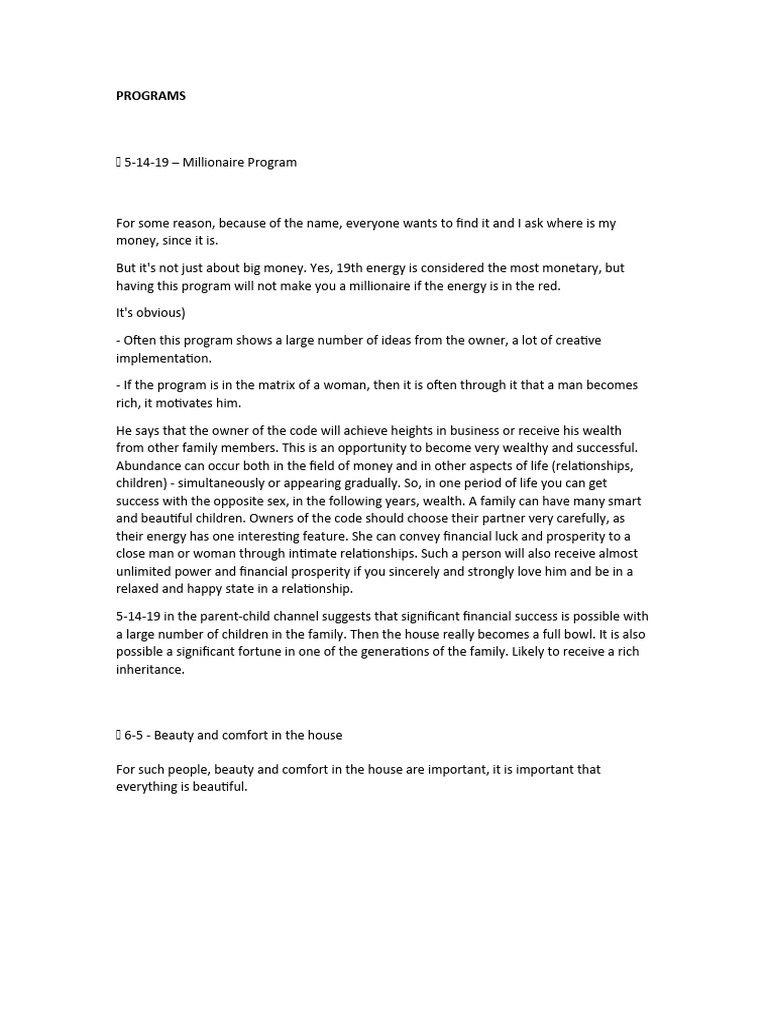 PROGRAMS | PDF | Thought | Deception PROGRAMS | PDF | Thought | Deception
