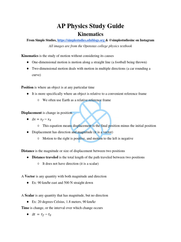 AP Physics I Kinematics | PDF | Velocity | Acceleration