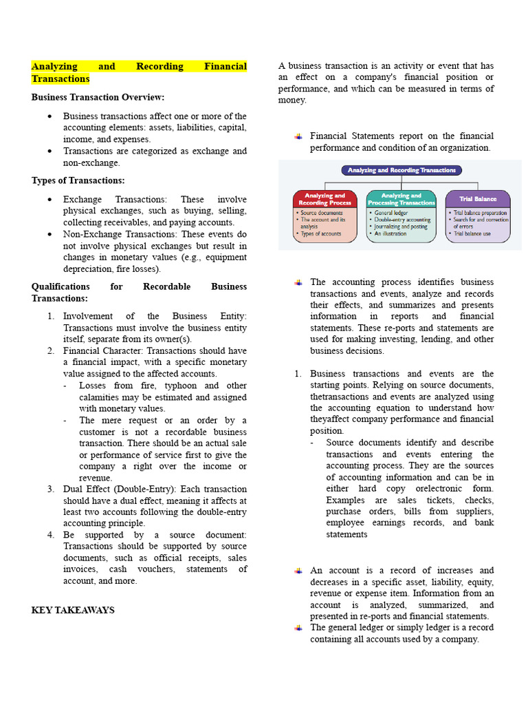 Analyzing and Recording Financial Transactions | PDF | Expense | Equity (Finance)
