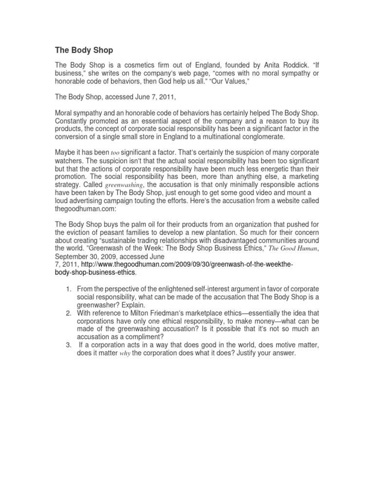 The Body Shop Assignment | PDF