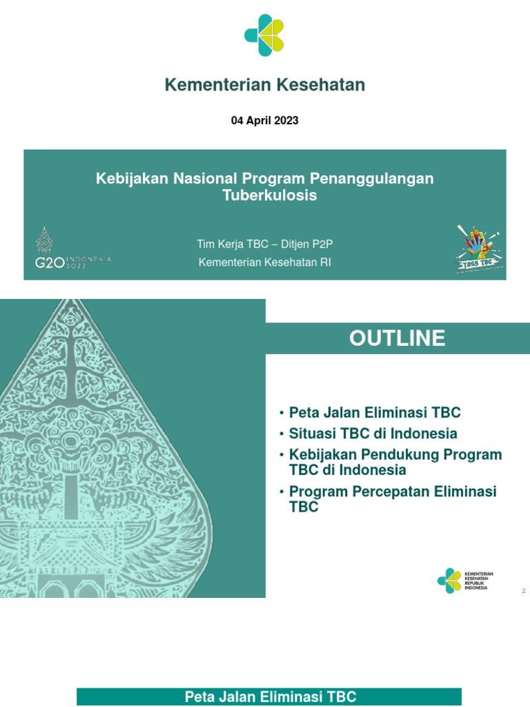 Kebijakan Nasional Penanggulangan TBC - Sosialisasi PPI 4 April 2023 Rev | PDF