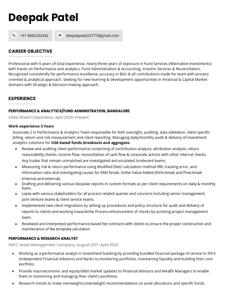 Deepak P&A 2023 (Resume) | PDF | Financial Analyst | Securities (Finance)