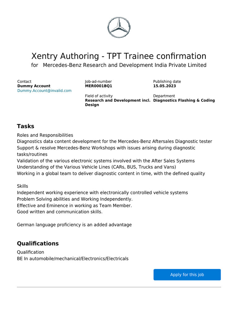 Xentry_Authoring_-_TPT_Trainee_confirmation | PDF