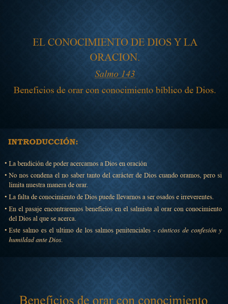 El Conocimiento de Dios y La Oracion | PDF | Oración | Salmos