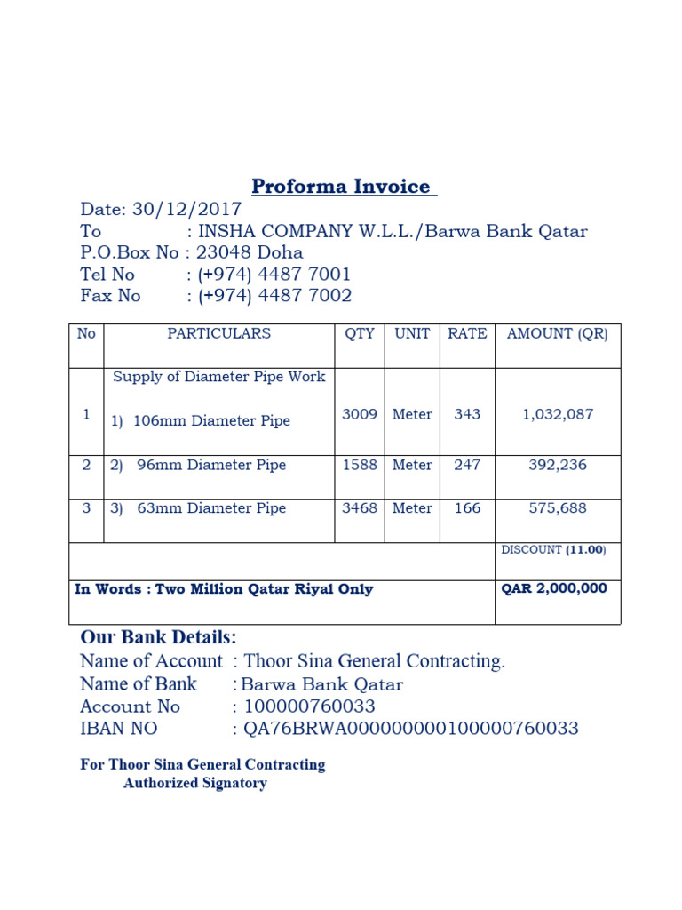 Proforma Invoice 02 | PDF